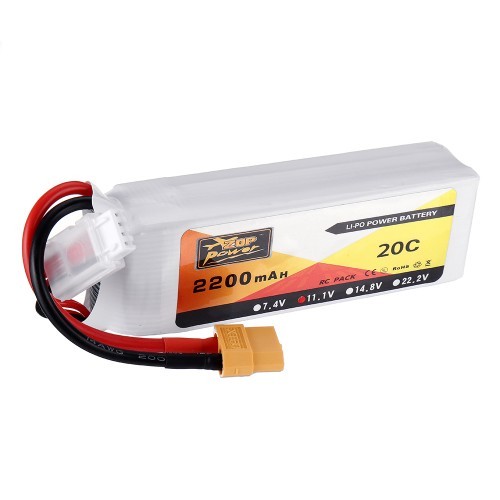 2Pcs ZOP Power 11.1V 2200mAh 3S 20C Lipo Battery XT60 Plug for Eachine ...