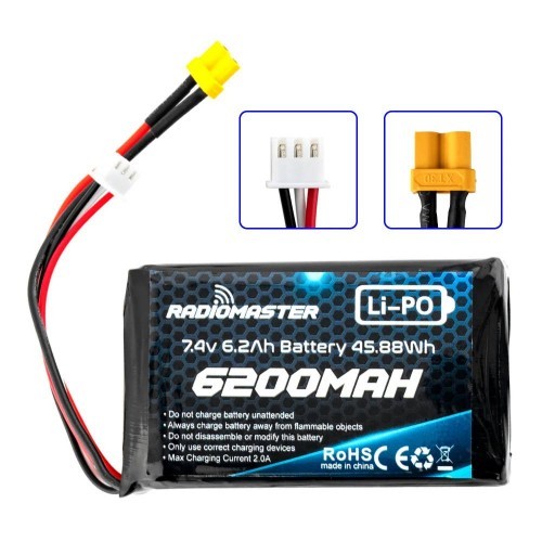 Radiomaster 2S 7.4V 6200mAh LiPo Transmitter Battery JST-XH XT30 Plug ...